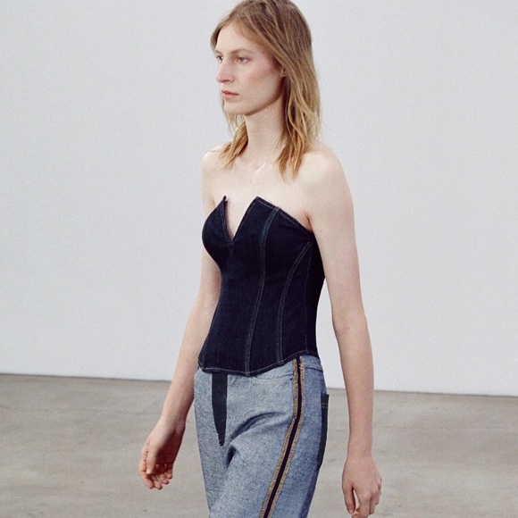 Zara | Tops | Zara Zw Split Denim Corset | Poshmark
